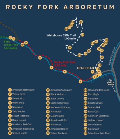 Rocky Fork State Park Arboretum Map by Tennessee State Parks | Avenza Maps