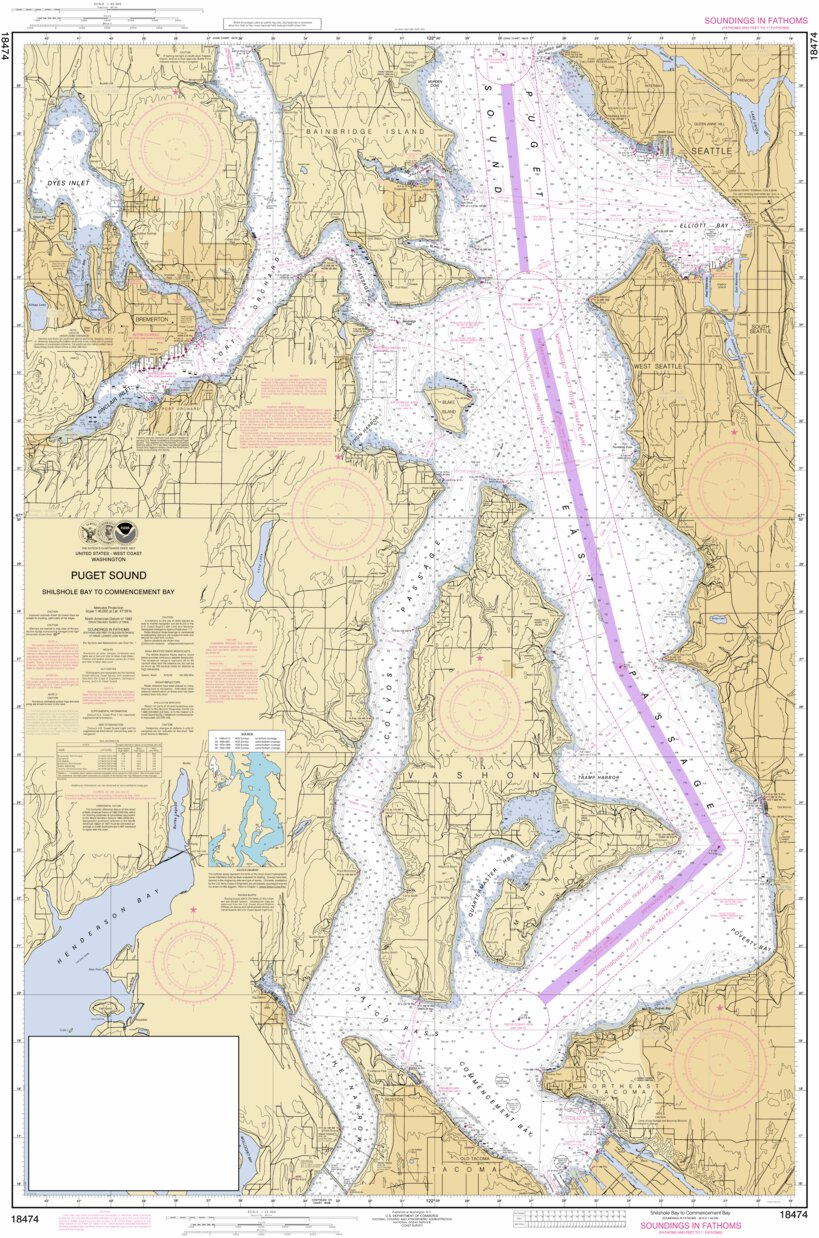 Puget Sound Shilshole Bay To Commencement Bay Map by National ...