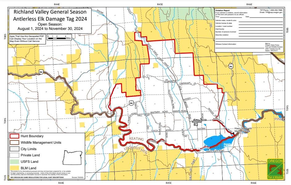 [GSAEDT] Richland Valley Map by Oregon Department of Fish and Wildlife ...