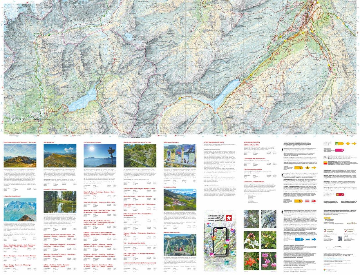 Obersaxen Mundaun Lumnezia–Greina, 1:25'000, Hiking Map by Orell ...