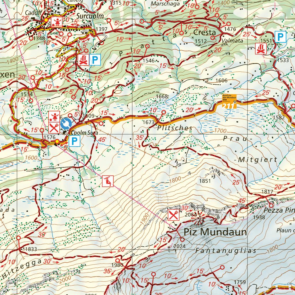 Obersaxen Mundaun Lumnezia–Greina, 1:25'000, Hiking Map by Orell ...