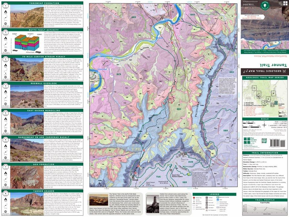 Geologic Trail Map of the Grand Canyon: Tanner Trail by Four Corners ...