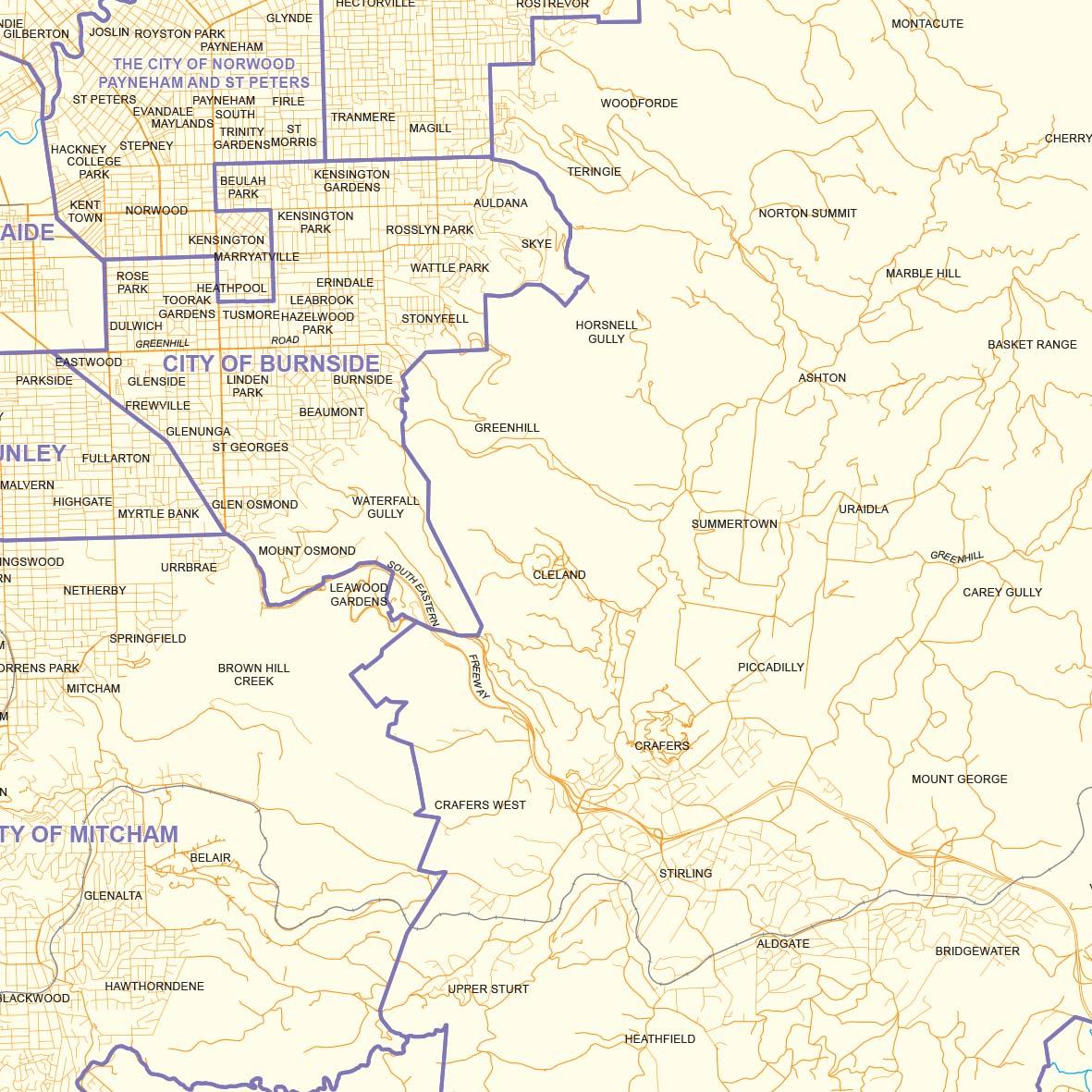 Adelaide Metro LGA Map by Mapland - Department for Environment and ...
