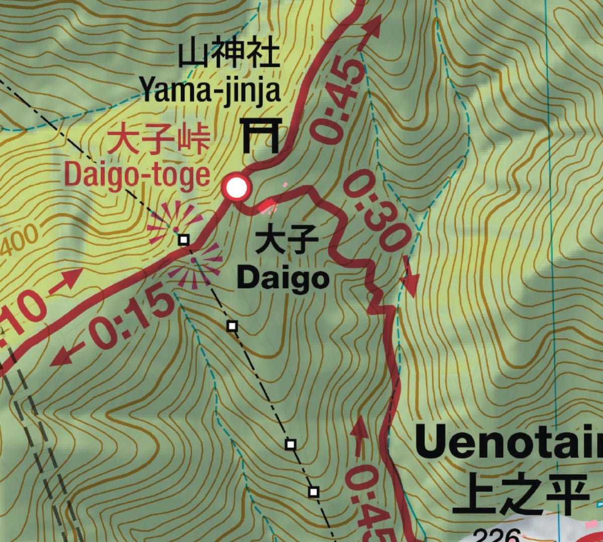 Daigo-yama 醍醐山 Hiking Map (Chubu, Japan) 1:15,000 by Japanwilds.org ...