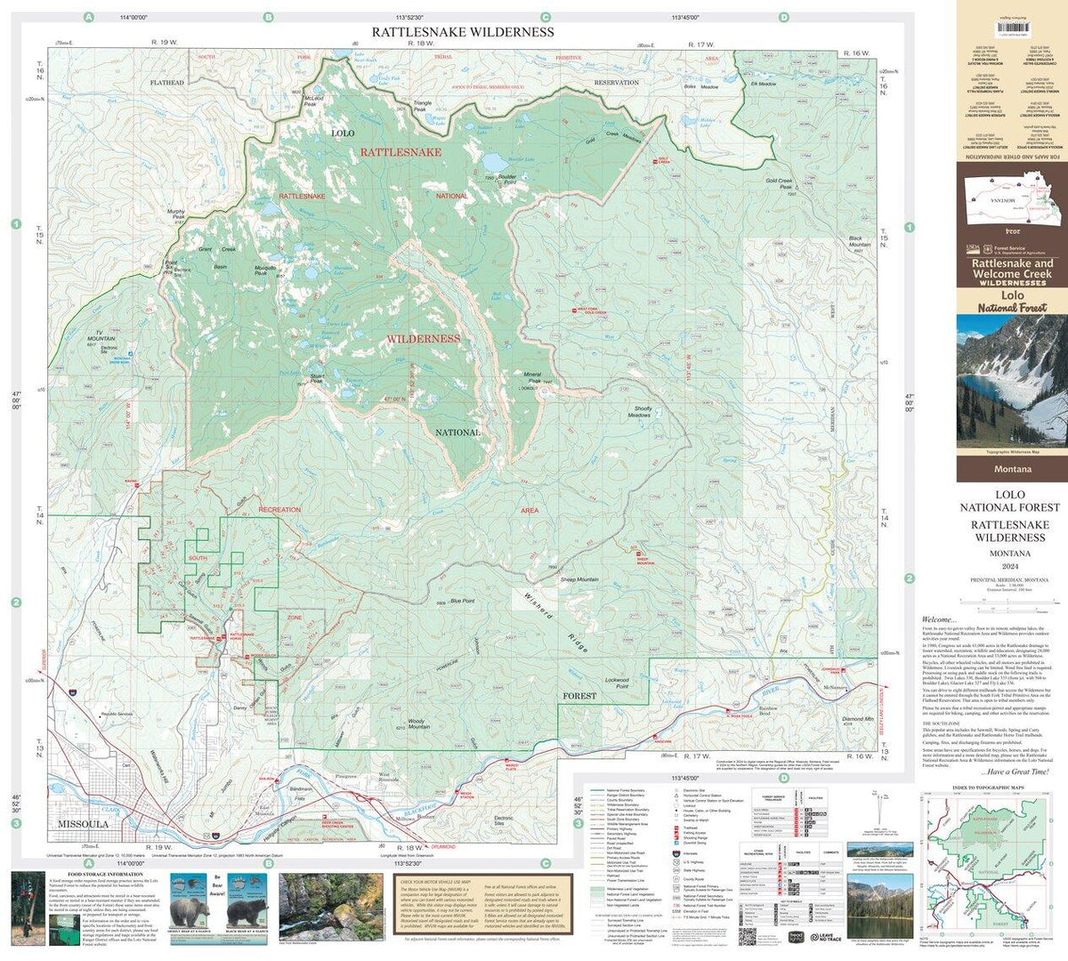 Lolo NF - Rattlesnake and Welcome Creek Wildernesses 2024 Map by US ...