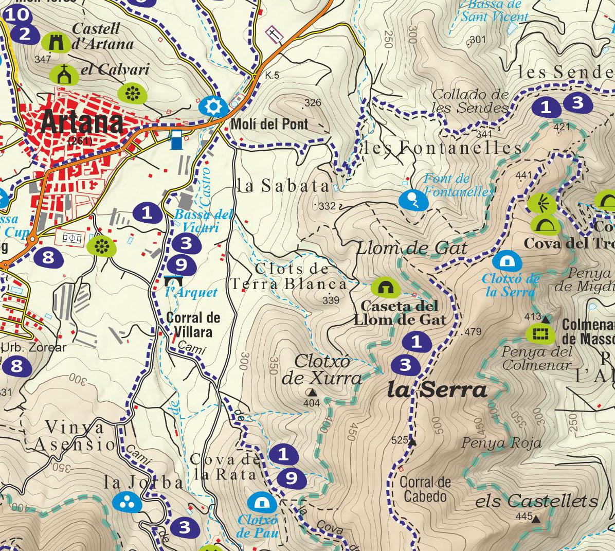 Mapa Turístic de Rutes d'Artana Map by el Tossal Cartografies | Avenza Maps