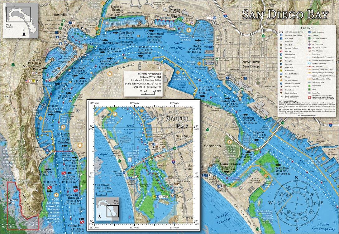 SoCal Fishing Maps - San Diego Bay Bundle Map by Graylight Media ...