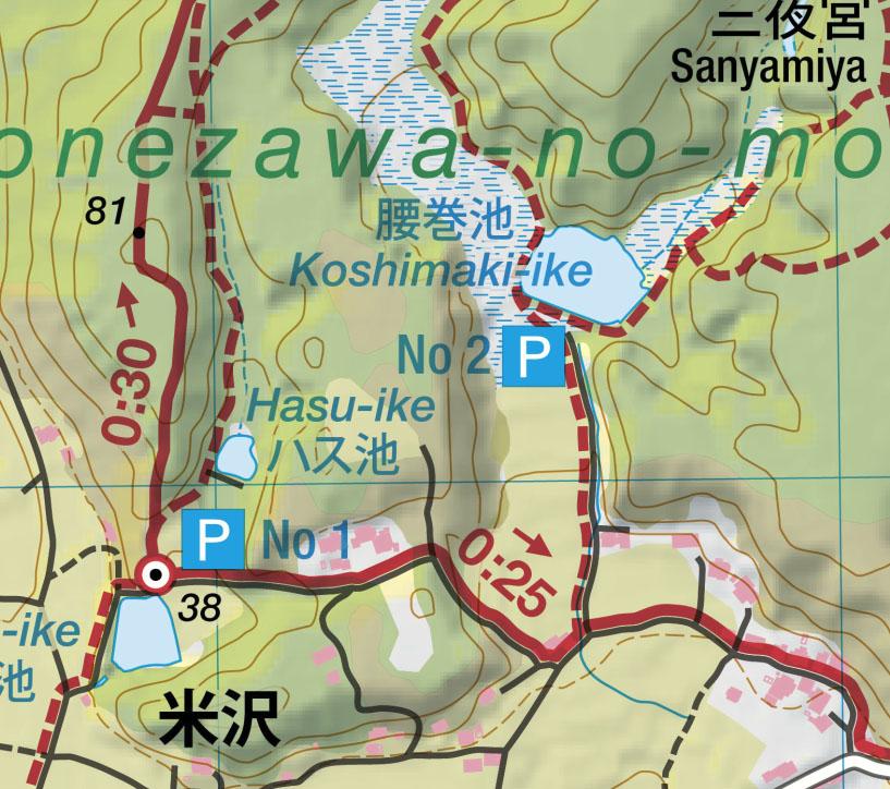 Ojuhacha 御十八夜 Hiking Map (Kanto, Japan) 1:12,500 by Japanwilds.org ...