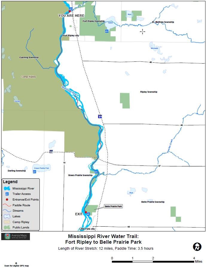 Mississippi River Water Trail - Fort Ripley to Belle Prairie Park Map ...