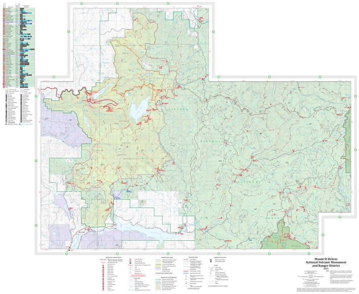 Mount St. Helens NVM and Ranger District Map Bundle by US Forest ...