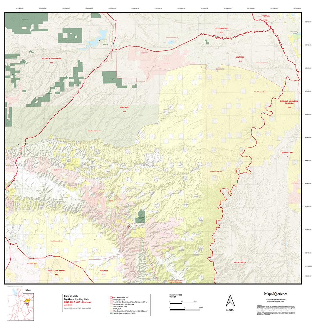2025 Utah Hunt Map - Nine Mile Unit Map Bundle by Map the Xperience ...