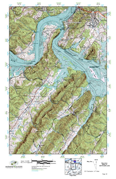 (35084e1) Page 035 Watts Bar Lake Map by BaseImage Publishing | Avenza Maps