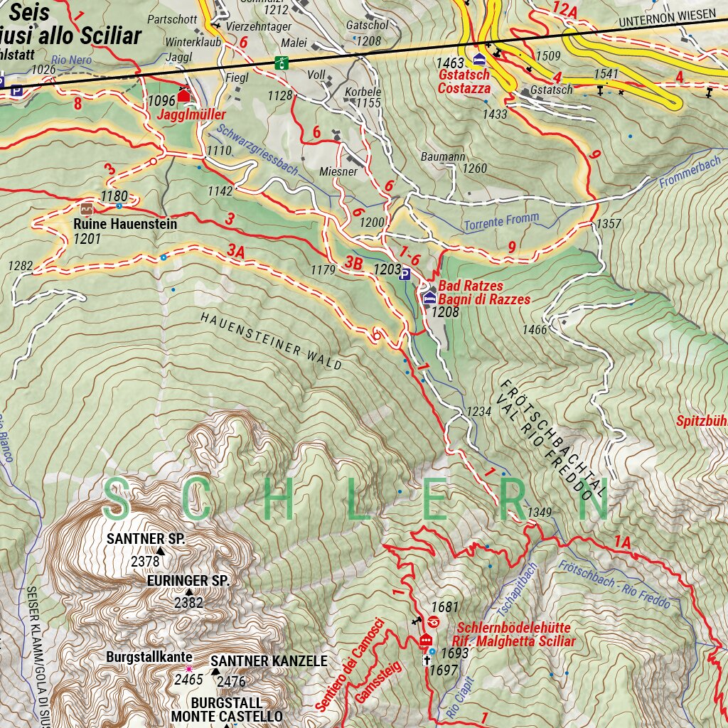 Val Gardena Val di Funes Alpe di Siusi - 4LAND 182 [ovest] Map by 4LAND ...