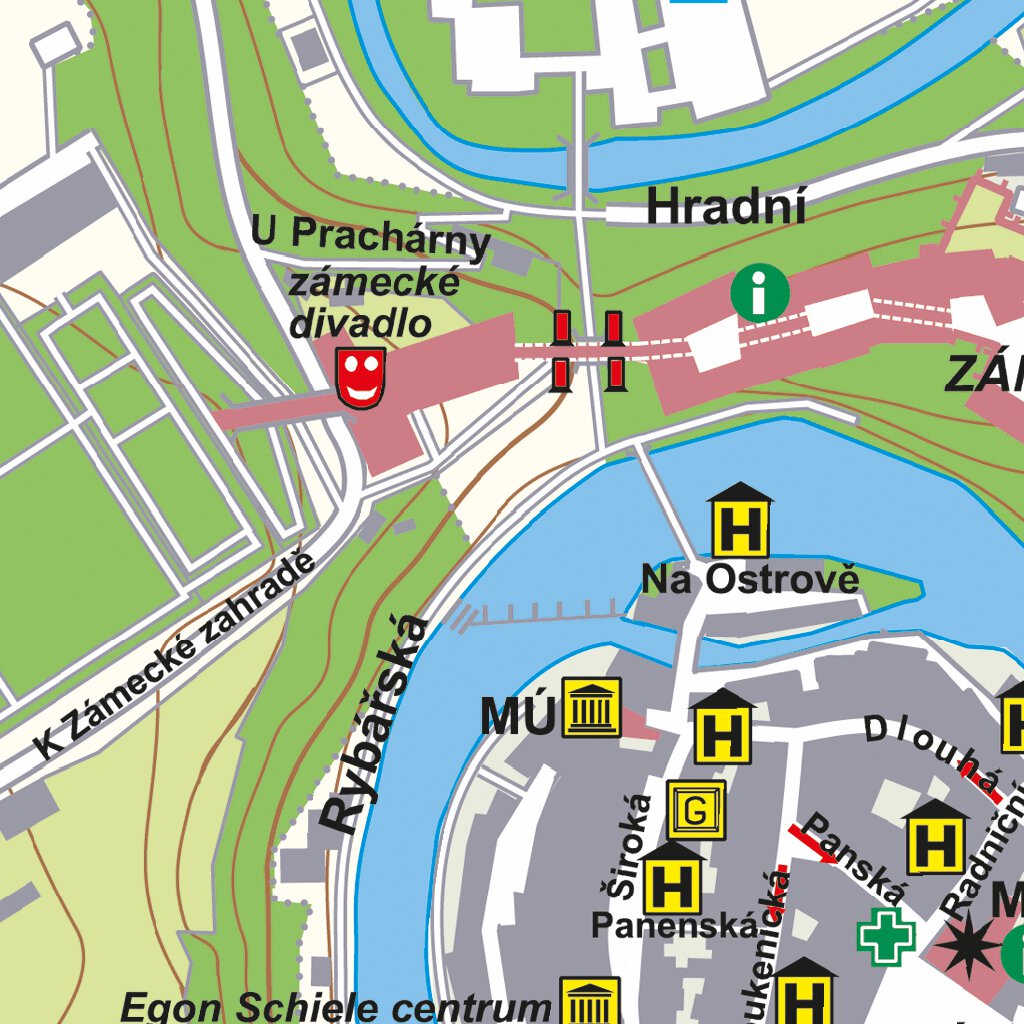 Český Krumlov city Map – UNESCO site by Kartografie PRAHA, a. s ...