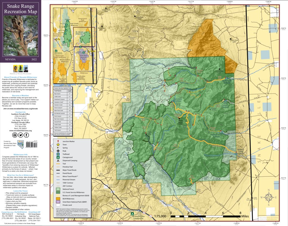 Snake Range Recreational Trails - North Map by Friends of Nevada ...