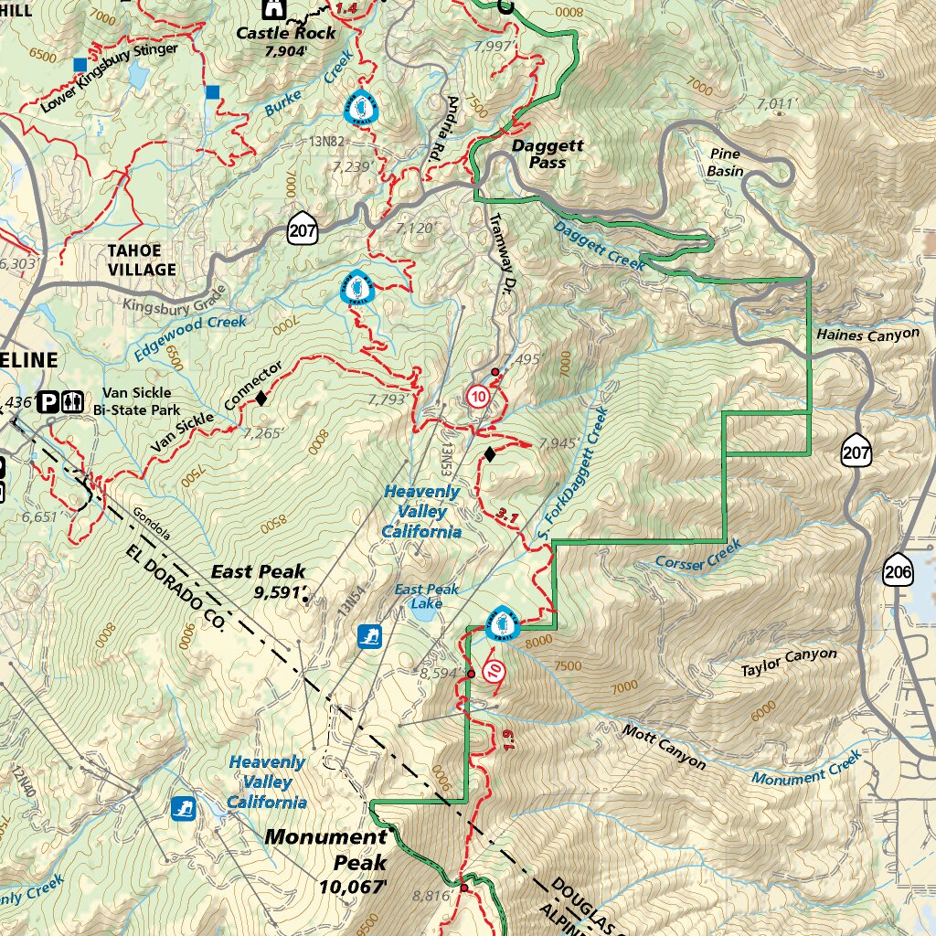 Lake Tahoe Basin, CA Trail Map by Adventure Maps, Inc. | Avenza Maps