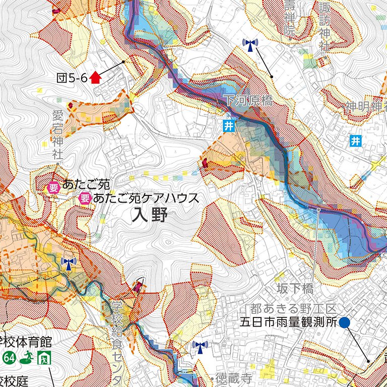 あきる野市ハザードマップ2024（土砂災害・水害） 五日市地区 Map by Akiruno City Hall, Regional ...