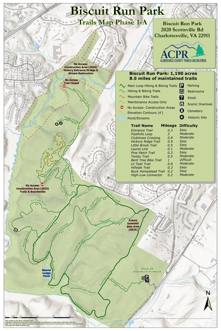 Biscuit Run Park Trails Map by Albemarle County Parks and Recreation ...