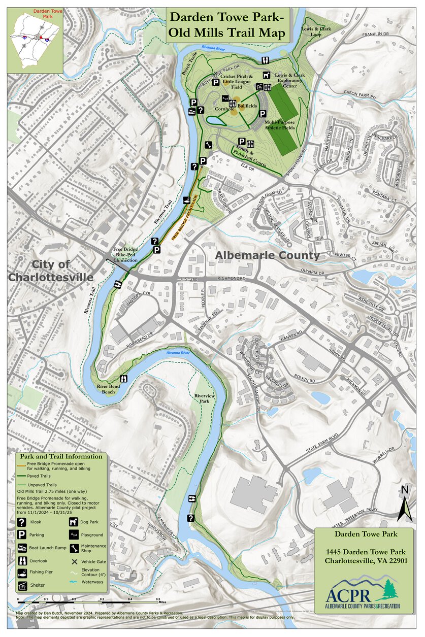 Darden Towe Park- Old Mills Trail Map by Albemarle County Parks and ...
