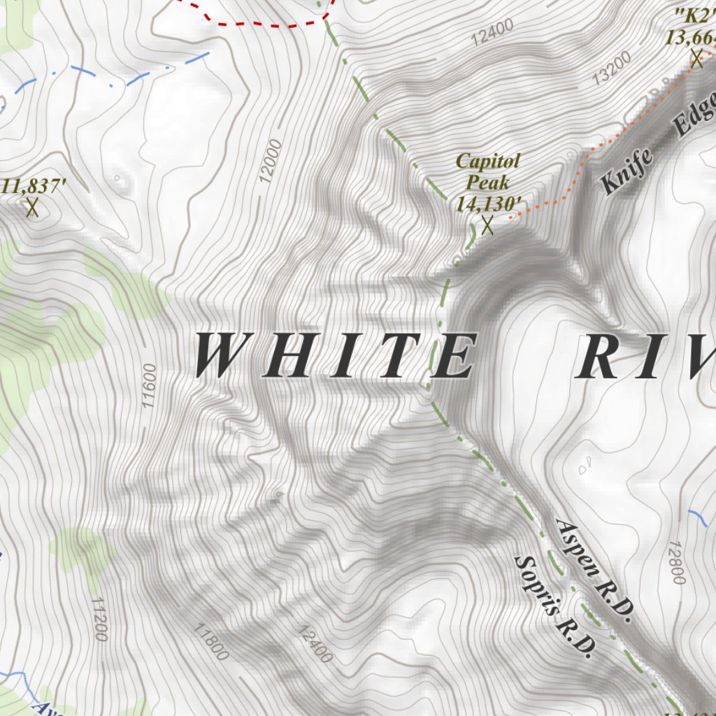 Capitol Peak, Colorado 7.5 Minute Topographic Map by Apogee Mapping ...