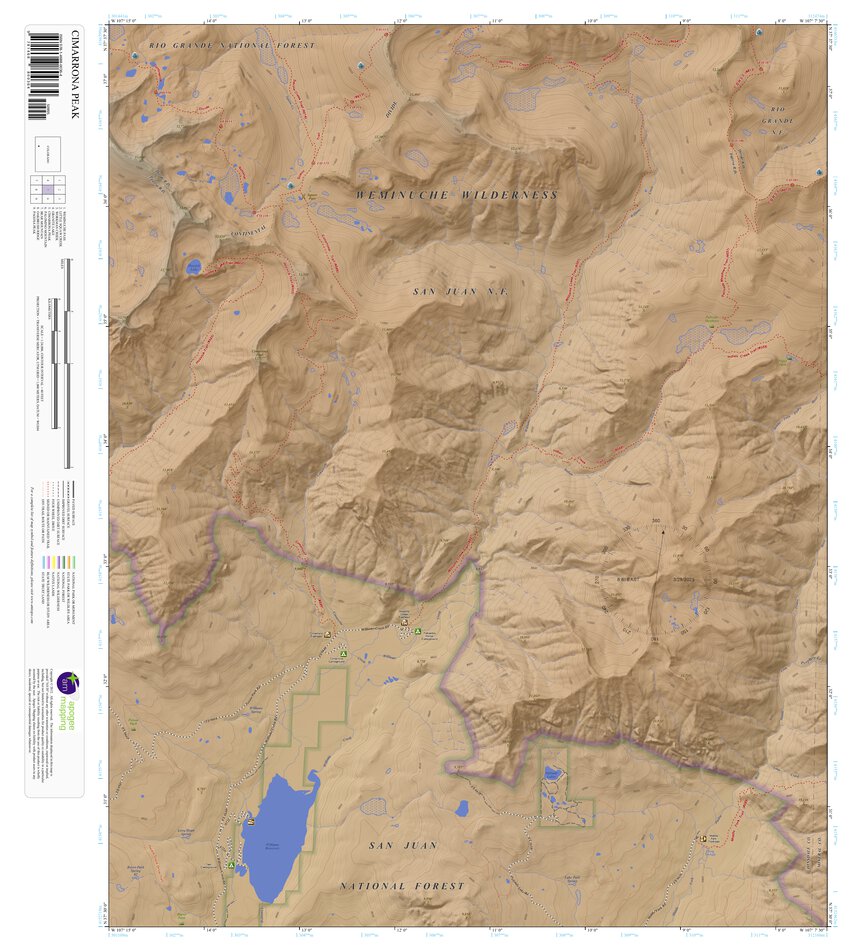 Cimarrona Peak, Colorado 7.5 Minute Topographic Map - Color Hillshade ...