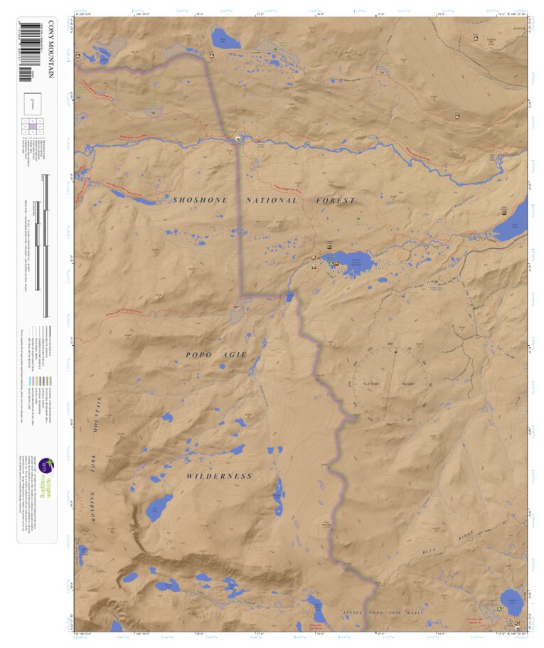 Cony Mountain, Wyoming 7.5 Minute Topographic Map - Color Hillshade by ...