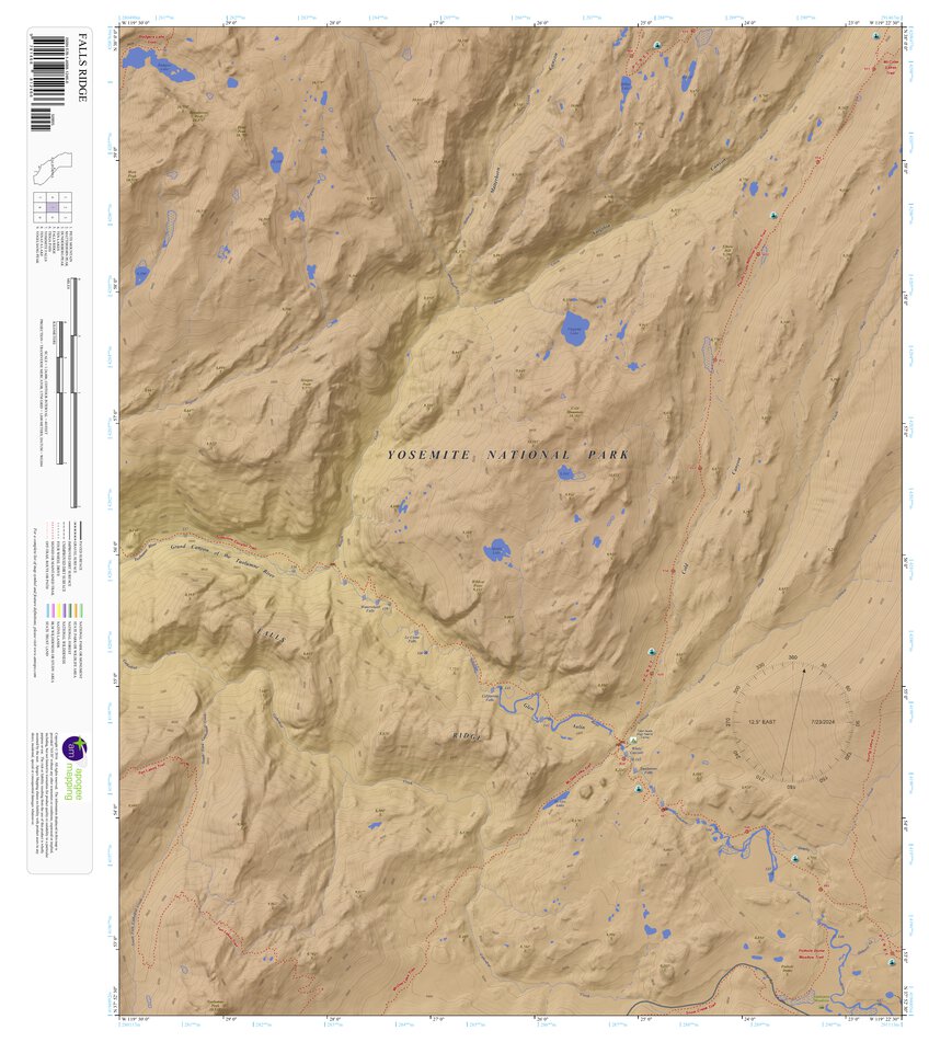 Falls Ridge, California 7.5 Minute Topographic Map - Color Hillshade by ...