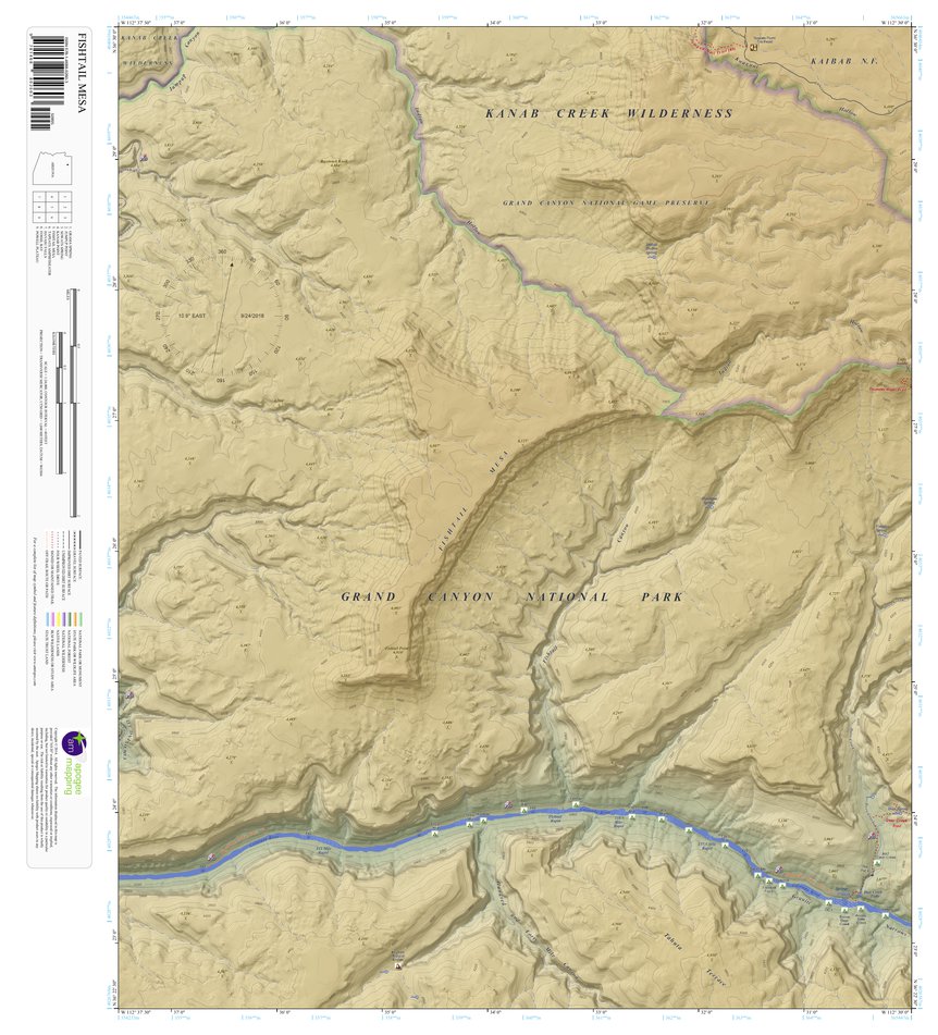 Fishtail Mesa, Arizona 7.5 Minute Topographic Map - Color Hillshade by ...