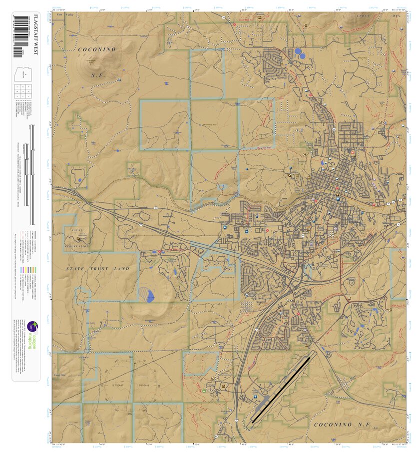 Flagstaff West, Arizona 7.5 Minute Topographic Map - Color Hillshade by ...