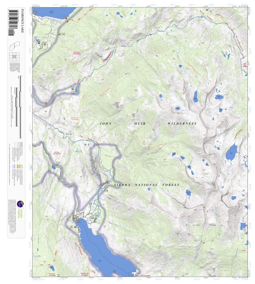 Florence Lake, California 7.5 Minute Topographic Map by Apogee Mapping ...