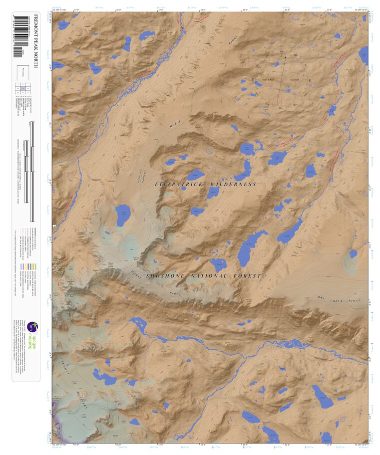 Fremont Peak North, Wyoming 7.5 Minute Topographic Map - Color ...
