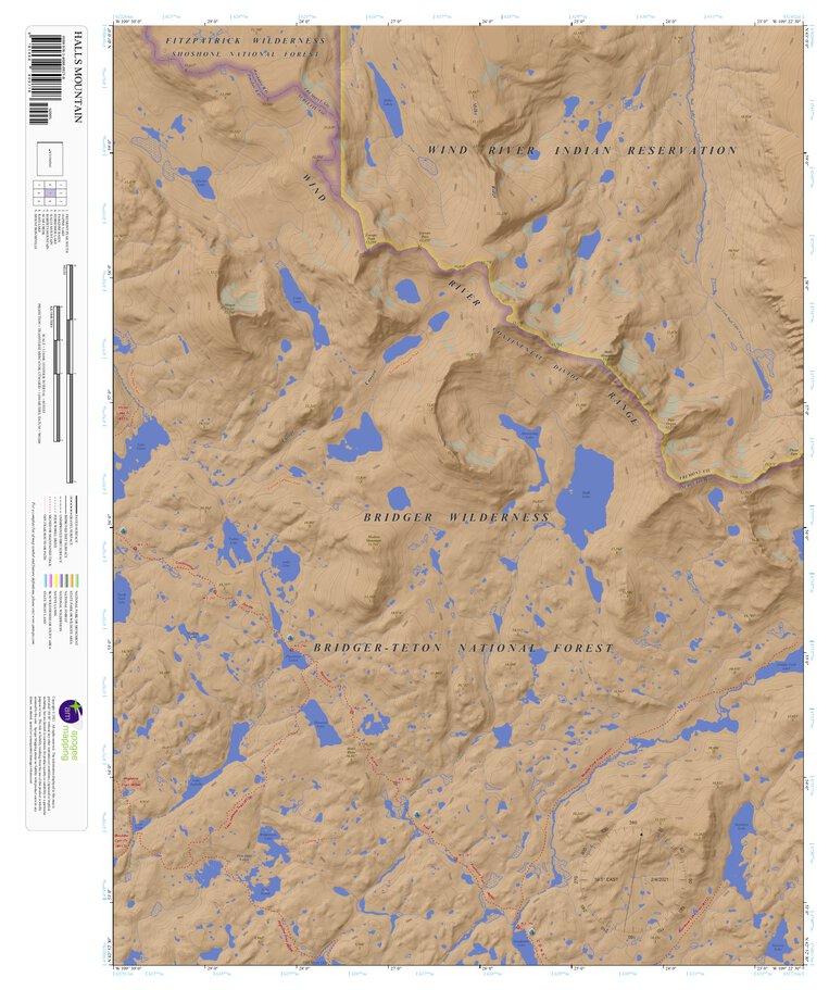 Halls Mountain, Wyoming 7.5 Minute Topographic Map - Color Hillshade by ...