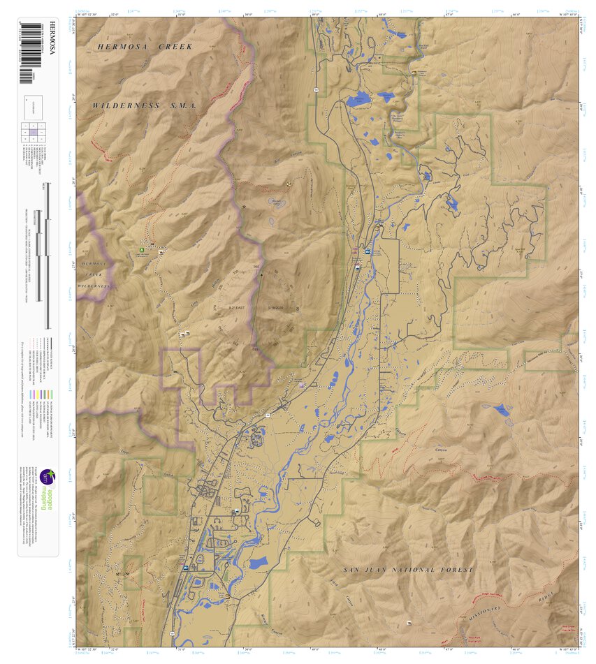 Hermosa, Colorado 7.5 Minute Topographic Map - Color Hillshade by ...