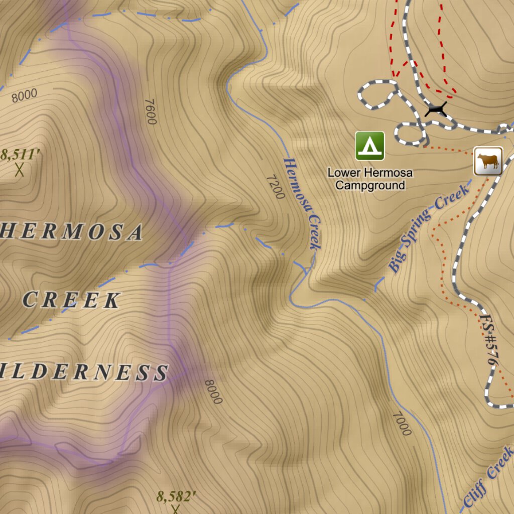 Hermosa, Colorado 7.5 Minute Topographic Map - Color Hillshade by ...