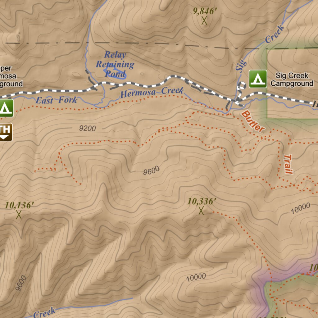 Hermosa Creek, Colorado 15 Minute Topographic Map - Color Hillshade by ...