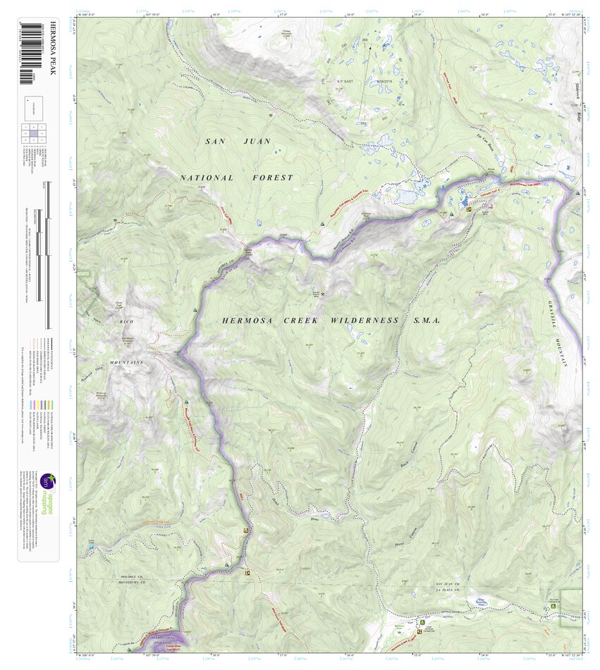 Hermosa Peak, Colorado 7.5 Minute Topographic Map by Apogee Mapping ...