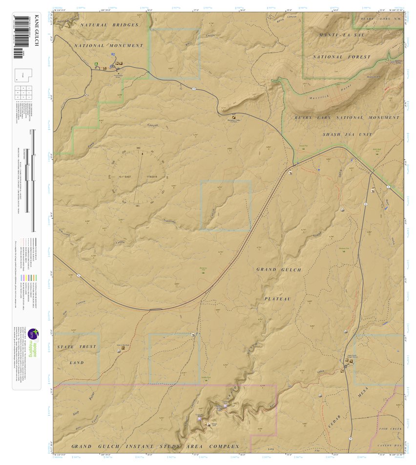 Kane Gulch, Utah 7.5 Minute Topographic Map - Color Hillshade by Apogee ...