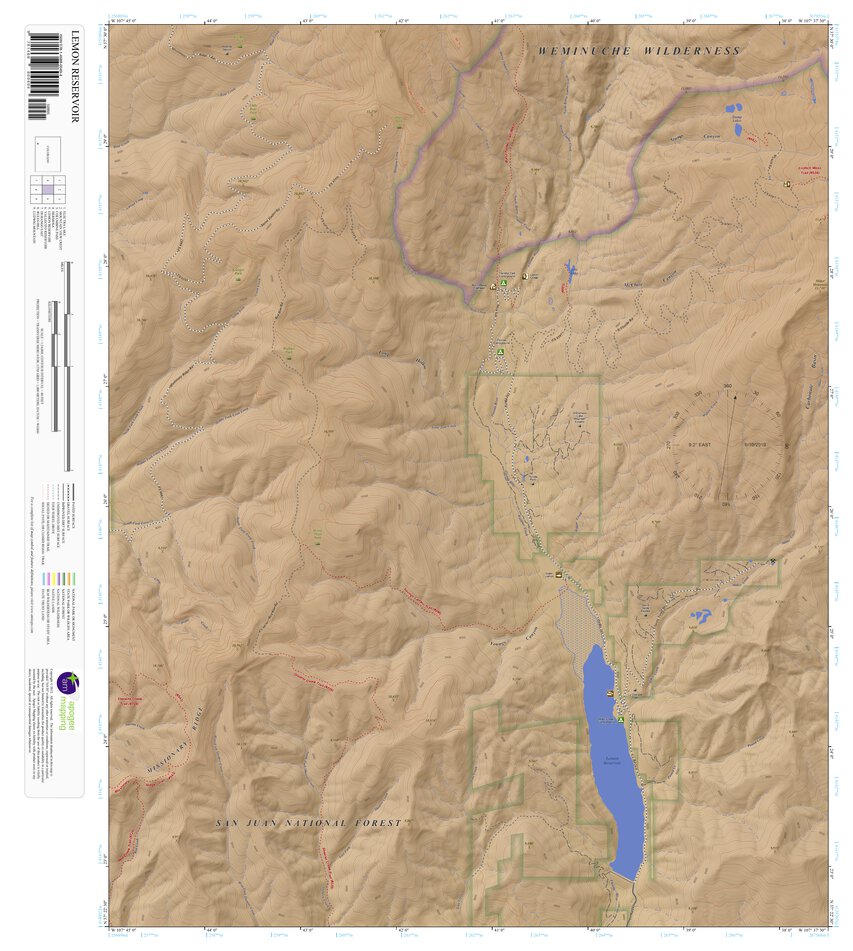 Lemon Reservoir, Colorado 7.5 Minute Topographic Map - Color Hillshade ...