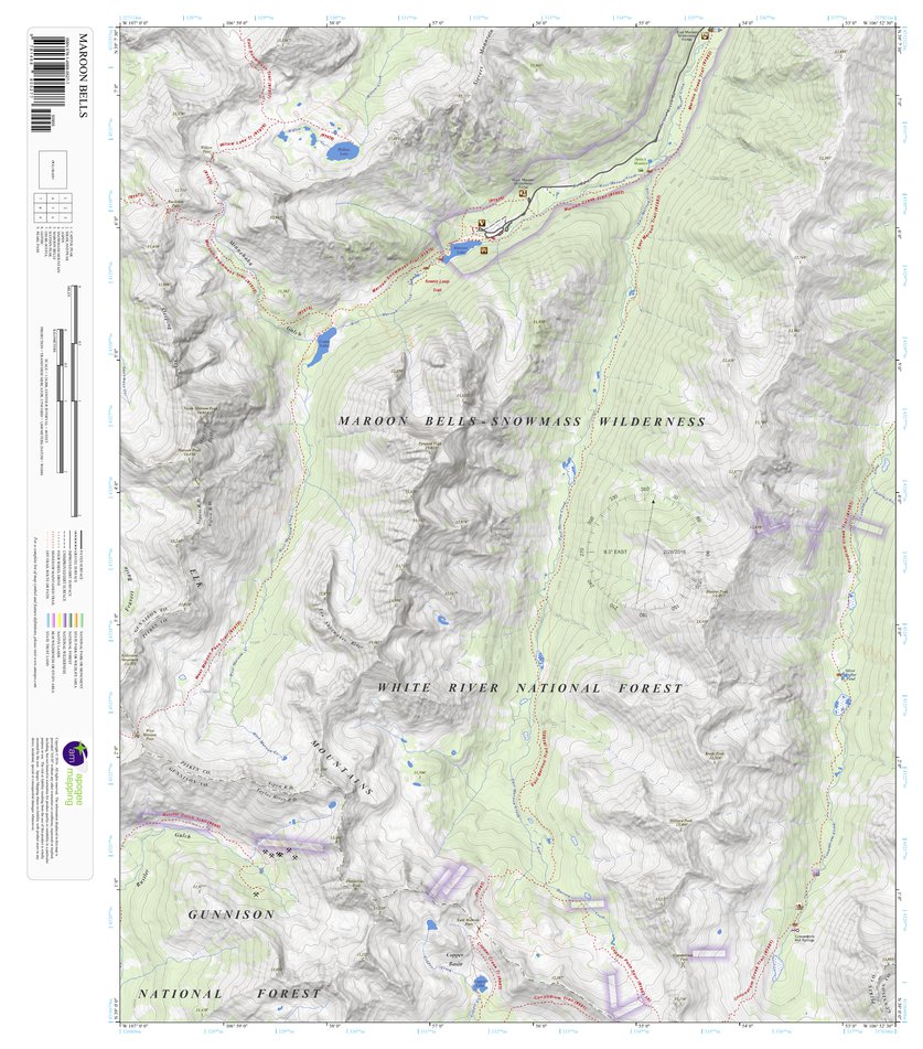 Maroon Bells, Colorado 7.5 Minute Topographic Map by Apogee Mapping ...