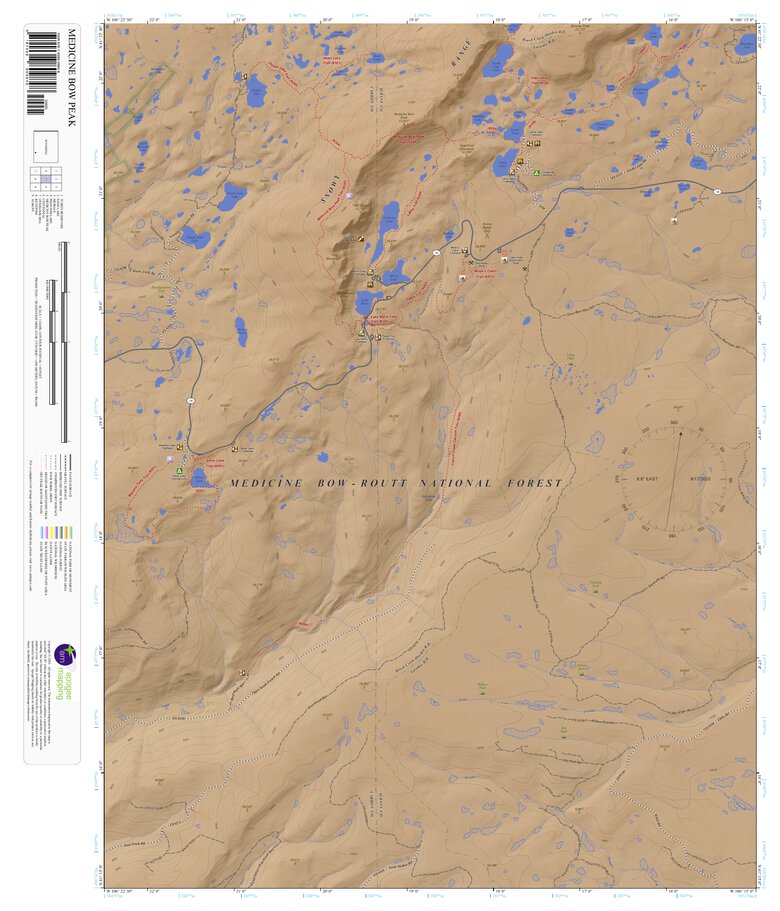 Medicine Bow Peak, Wyoming 7.5 Minute Topographic Map - Color Hillshade ...