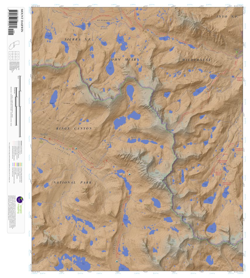 Mount Darwin, California 7.5 Minute Topographic Map - Color Hillshade ...