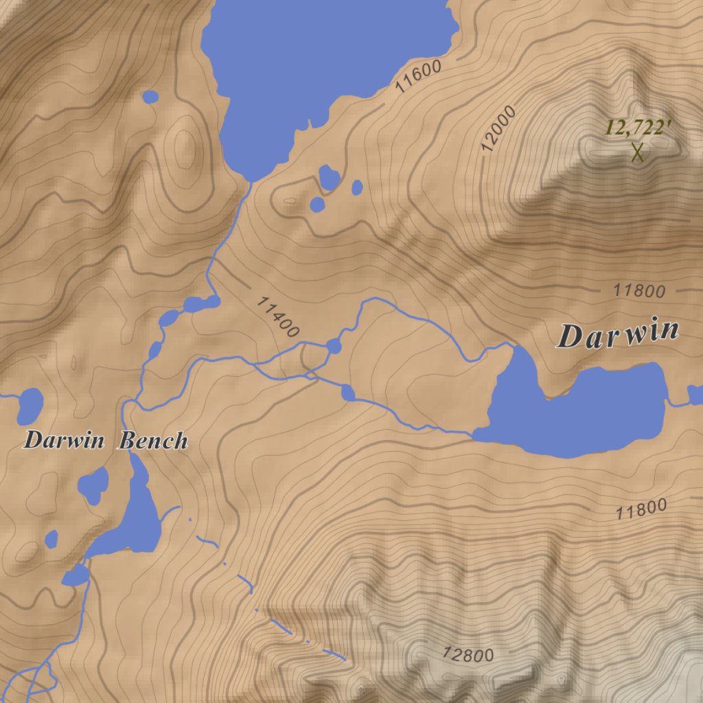 Mount Darwin, California 7.5 Minute Topographic Map - Color Hillshade ...