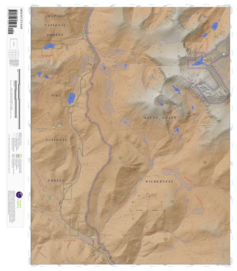 Mount Evans, Colorado 7.5 Minute Topographic Map - Color Hillshade by ...