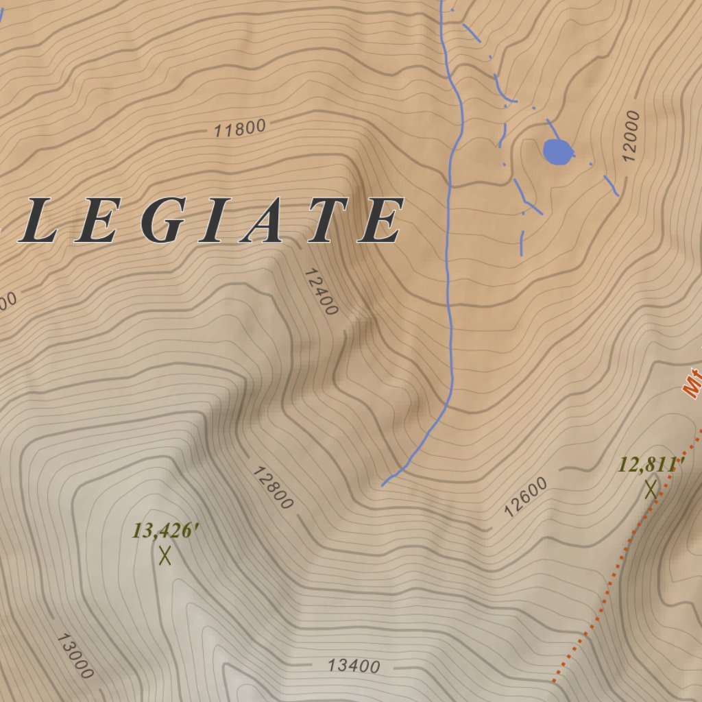 Mount Harvard, Colorado 7.5 Minute Topographic Map - Color Hillshade by ...