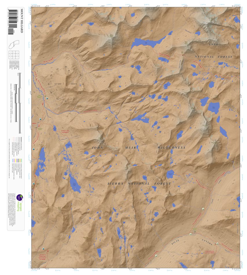 Mount Hilgard, California 7.5 Minute Topographic Map - Color Hillshade ...
