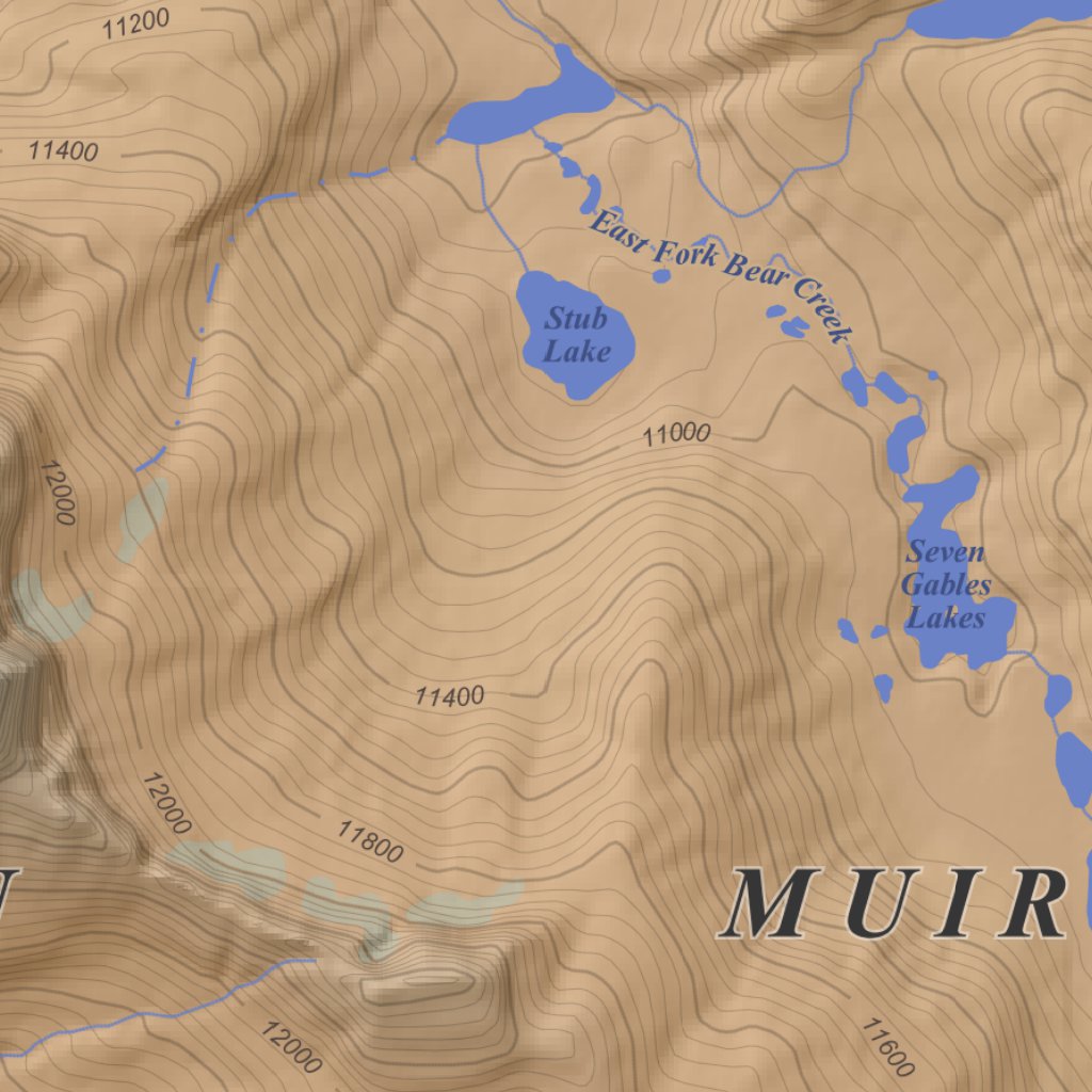 Mount Hilgard, California 7.5 Minute Topographic Map - Color Hillshade ...