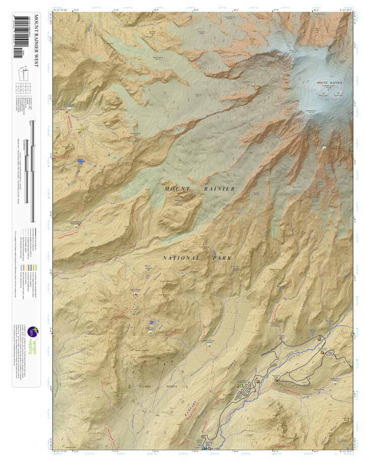 Mount Rainier West, Washington 7.5 Minute Topographic Map - Color ...