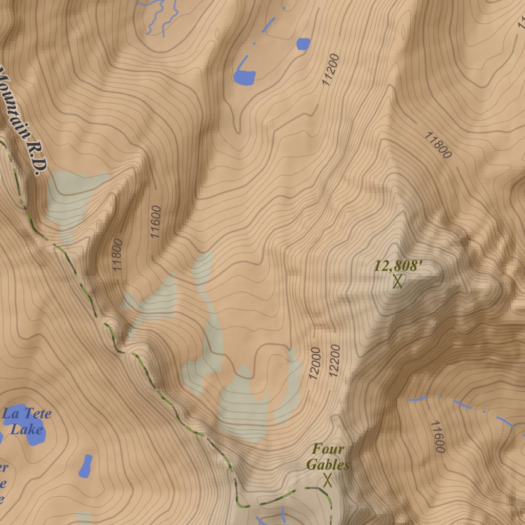 Mount Tom, California 7.5 Minute Topographic Map - Color Hillshade by ...