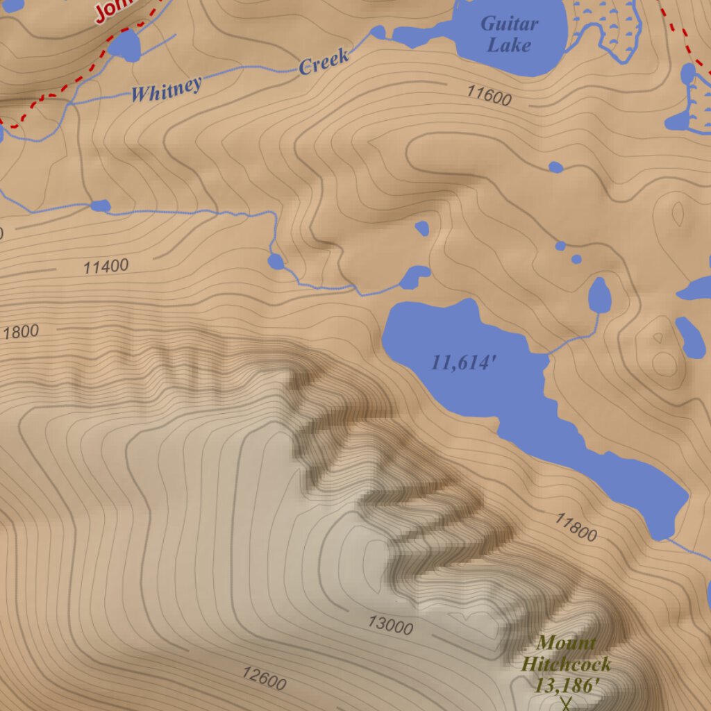 Mount Whitney, California 7.5 Minute Topographic Map - Color Hillshade ...