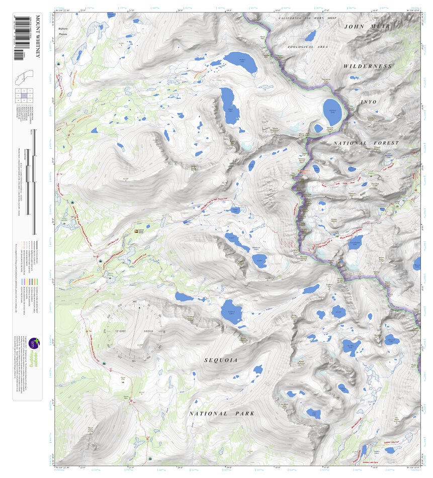 Mount Whitney, California 7.5 Minute Topographic Map by Apogee Mapping ...